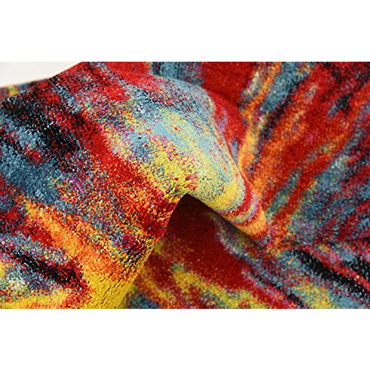 Unique Loom Lyon Collection Modern Abstract Tie-Dye Fireworks Area Rug, 5 x 8 Feet, Multi/Blue