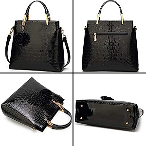 ZiMing Womens Handbags Glossy Patent Leather Top Handle Handbag Tote Bags Satchel Ladies Premium Shoulder Bag Crossbody Bag