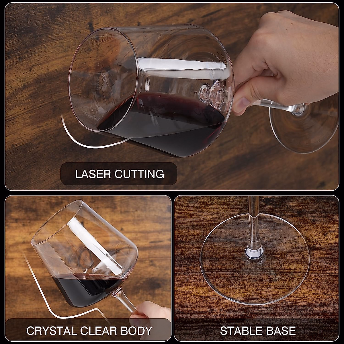 Yaschmo Wine Glasses Set of 4- Hand Blown Crystal, 18 oz Modern Glasses with Tall Stem for Red White Wine, Great Gift Packaging for Daily Use,Unique Wedding Anniversary or Birthday Gift