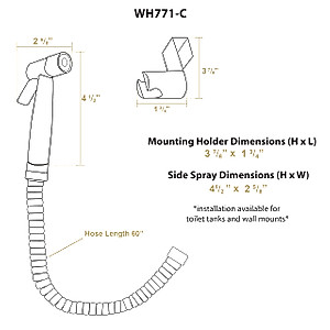 Spahaus WH771-C Bidet Hand Sprayer, Polished Chrome