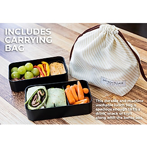 Bento Box Adult Lunch Box Containers - 42oz Japanese style Bento Lunch Box for Adults or Kids with Cutlery, Chopsticks, Sauce Container and Bento Bag - Leak proof, Dishwasher, Freezer, Microwave safe
