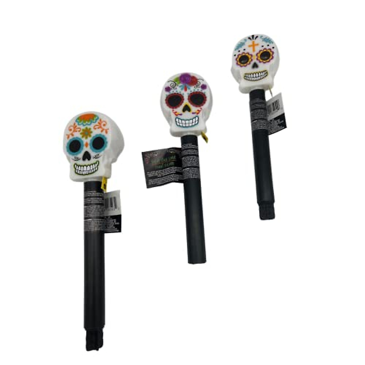 KS Halloween Solar Powered Stake Light Day of The Dead Sugar Skull Decorative Spooky LED Garden Lights Outdoor Waterproof for Patio Lawn Yard Pathway Fall Autumn Party Decor Set of 6 w/KS Bonus