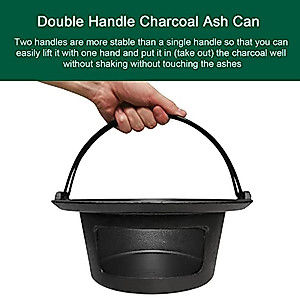 Upgrade Cast Iron Ash Can with Handle, Quantfire Charcoal Ash Basket Big Green Egg Accessories Must Haves Kamado Ash Pot Fits Large Big Green Egg
