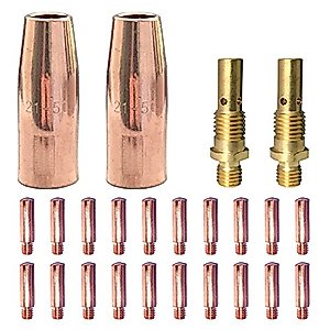 Mig Welding gun accessory 0.035" kit for Lincoln Magnum 100L or Tweco Mini/#1 Mig gun: 20pcs Contact Tips 11-35 0.035" + 2pcs gas nozzles 21-50 1/2" + 2pcs gas diffusers 35-50