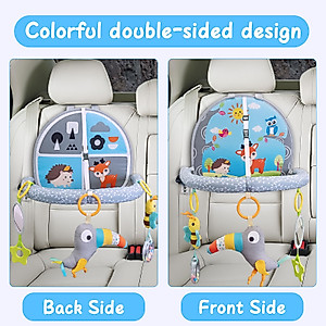 Ussybaby Car Seat Toy for Baby 6 to 12 Months,Infant Car Seat Toys for Babies 0-6 Months, Baby Carseat Activity Arch with Musical, Rattle, Mirror, for Baby Boy/Girl Gift, Center-Fox