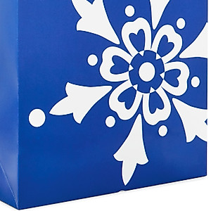 Hallmark 6" Small Holiday Gift Bags (Pack of 5) Blue Winter Scenes, Stripes, Snow