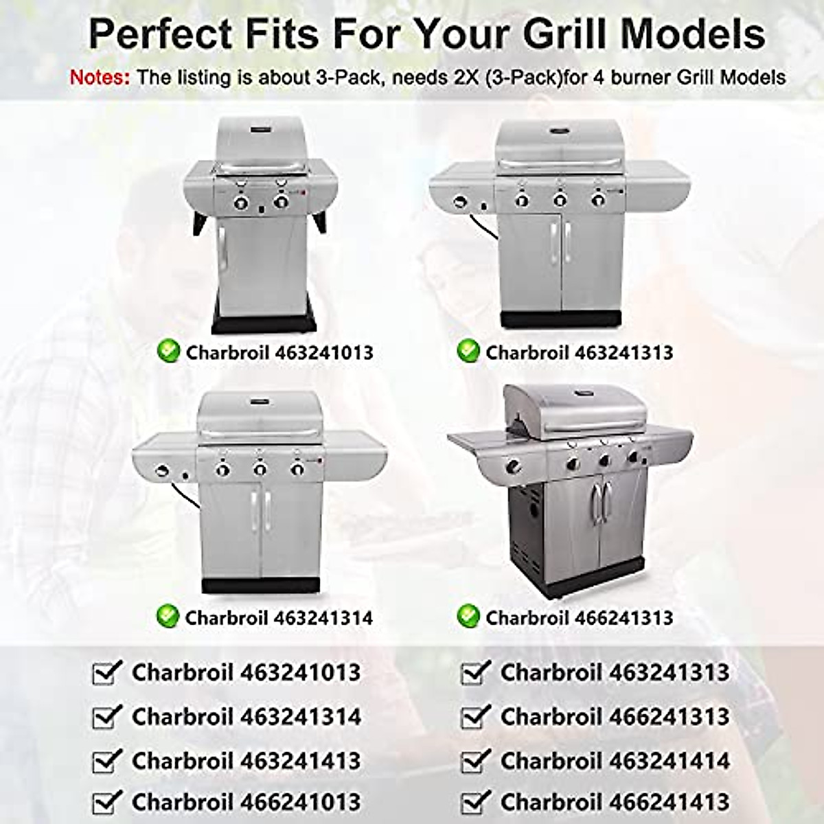 Criditpid Replacement Parts Compatible for Charbroil Tru Infrared 3-Burner 463241314 463241313 466241313 463241013 Grill, Heat Plate Tent Grill Burner Igniter Parts for Char-Broil 463241313