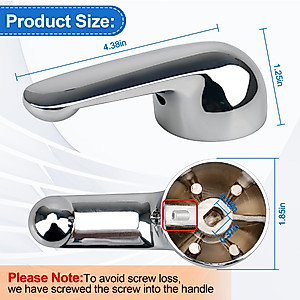 H79 Shower Handle Compatible with Delta Tub & Shower Single Metal Lever Handle, for Delta 1300/1400 Series Faucet Handle Replacement Chrome, Shower Replacement Parts with Screw & Wrench