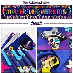 Dia De Los Muertos Decorations Day of the Dead Banner Yard Sign Backdrop Banner with Floral Sugar Skull for Indoor Outdoor Mexican Themed Party Halloween Decorations Supplies