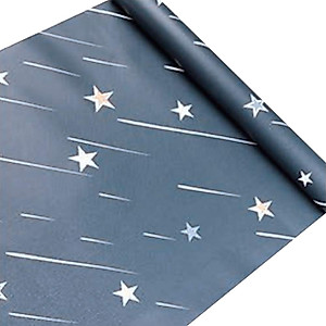 HOYOYO Meteor Peel and Stick Shelf Liner Paper, Blue Stars Self-Adhesive Liner Drawer Cabinets Surface Bedroom Wall Art Decoration 17.8 x 118 inch