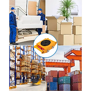 Dollate 6T 13200lbs Machine Skates Heavy Duty Machine Dolly Skate Machinery Moving Skate with 360° Rotation Cap & 4 PU Rollers, Machinery Mover for Industrial Moving Equipment, Yellow