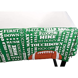 Football Plastic Tablecloth for Game Day Party (Green, 3 Pack)