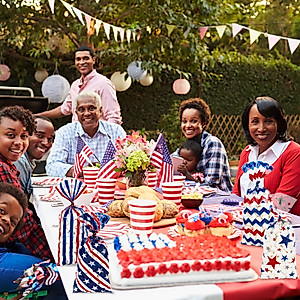 Whaline 160Pcs Patriotic Cellophane Treat Bags Star Wave Stripe Clear Plastic Candy Treat Cello Bags Boys Birthday Party Goodie Gift Bags with Twist Ties for Veterans Memorial Day Party