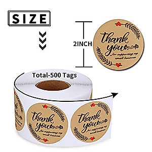 Poxoke Thank You Stickers Small Business Roll 2 Inch 500Count Craft Floral Designed