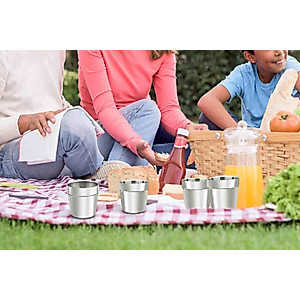 TeamFar Toddler Cups, 6 oz Toddler Insulated Cups Tumbler Mug Stainless Steel for Kids Preschooler Camping Travel, Safe & Healthy, Double Walled & Dishwasher Safe - Set of 6