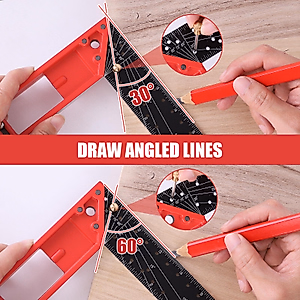 LARMEIL 12 Inch Framing Square Carpenter Square, Woodworking Square Ruler, Try Square Tool, T Square Ruler, L Square Ruler, Layout Tool, Right Angle Ruler with Retractable Ledge and Scribe Mark Pin