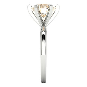 Clara Pucci 3 ct Round Cut Solitaire Genuine Natural Morganite Wedding Bridal Designer Anniversary Engagement Ring 14k White Gold