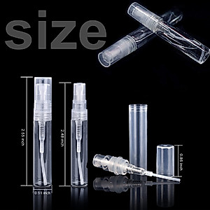 Fandamei 60 Pack 3ml Mini Clear Plastic Spray Bottle Empty Cute Perfume Atomizer for Cleaning, Travel, Essential Oils, Perfume.