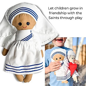 The Little Rose Shop Mother Teresa Plush Catholic Saint Doll - Toddlers and Preschoolers Stuffed Plush Doll Toy - Baptism Gifts for Home Christmas Decoration & Catholic Boys and Girls