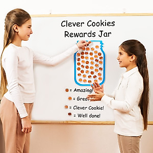 Simply magic 50+5 PCS Magnetic Clever Cookies Rewards Jar for Kids - Behavior Management Classroom Tools, Marble Jar Reward System for Classroom, Positive Behavior Reward Chart for Classroom