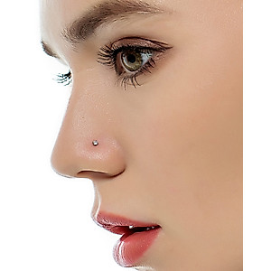 Tornito 20G 10Pcs Stainless Steel L Shaped Nose Studs Rings CZ Nose Ring Labret Nose Piercing Jewelry for Men Women Silver Tone 1.5mm-2mm-2.5mm-3mm-3.5mm CZ