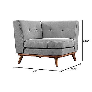 Modway Engage Corner Sofa in Mid-Century Modern Upholstered Fabric Expectation Gray