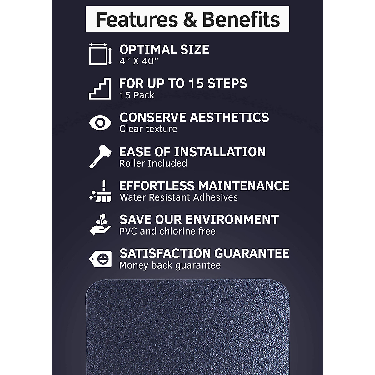 FINEHOUS 40”x4” Non-Slip Stair Treads Tape (15-Pack) – Clear Anti-Slip Indoor Strips