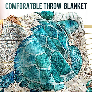 Levens Sea Turtle Throw Blanket Soft Ocean Animal Blanket for Bed Couch Sofa Lightweight Travelling Camping Throw for Kids Adults 50"x60"