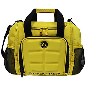 6 Pack Bags Innovator Mini Meal Prep Lunch Bag with 4 BPA-Free, Reusable, Microwavable, Freezer Safe, Portion-Controlled Containers, Pill Organizer, Lunch Box with Storage Pockets - (Yellow/Black)