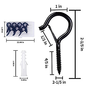 24 Pack Ceiling Hooks for Hanging Plants/ Outdoor String Lights, Screw Hooks with Safety Buckle, Wall Hangers and Light Hangers for Christmas Party Festival Decorations, Easy Release