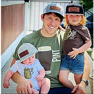 DadBod Apparel DB DadVibes Leather Patch Classic Snapback Hat - Heather Grey/White Mesh - Premium Baseball Cap for Girl Dads and Boy Dads