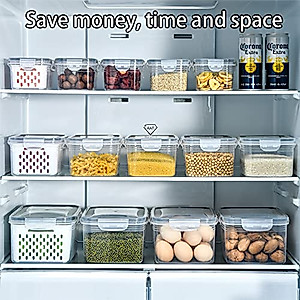 Topifare 6 Pack Fruit Storage Containers for Fridge with Strainer and Lids Fruit Containers for Fridge for Vegetable Storage, Fresh Fruits, Salad