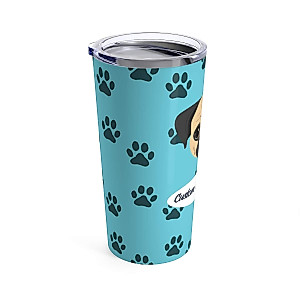 Custom Pug Travel Mug - Personalized Tumbler or Mug for Coffee Beer Warm Cold Drinks Men Women Dogs Pugs Lovers Gifts 20oz