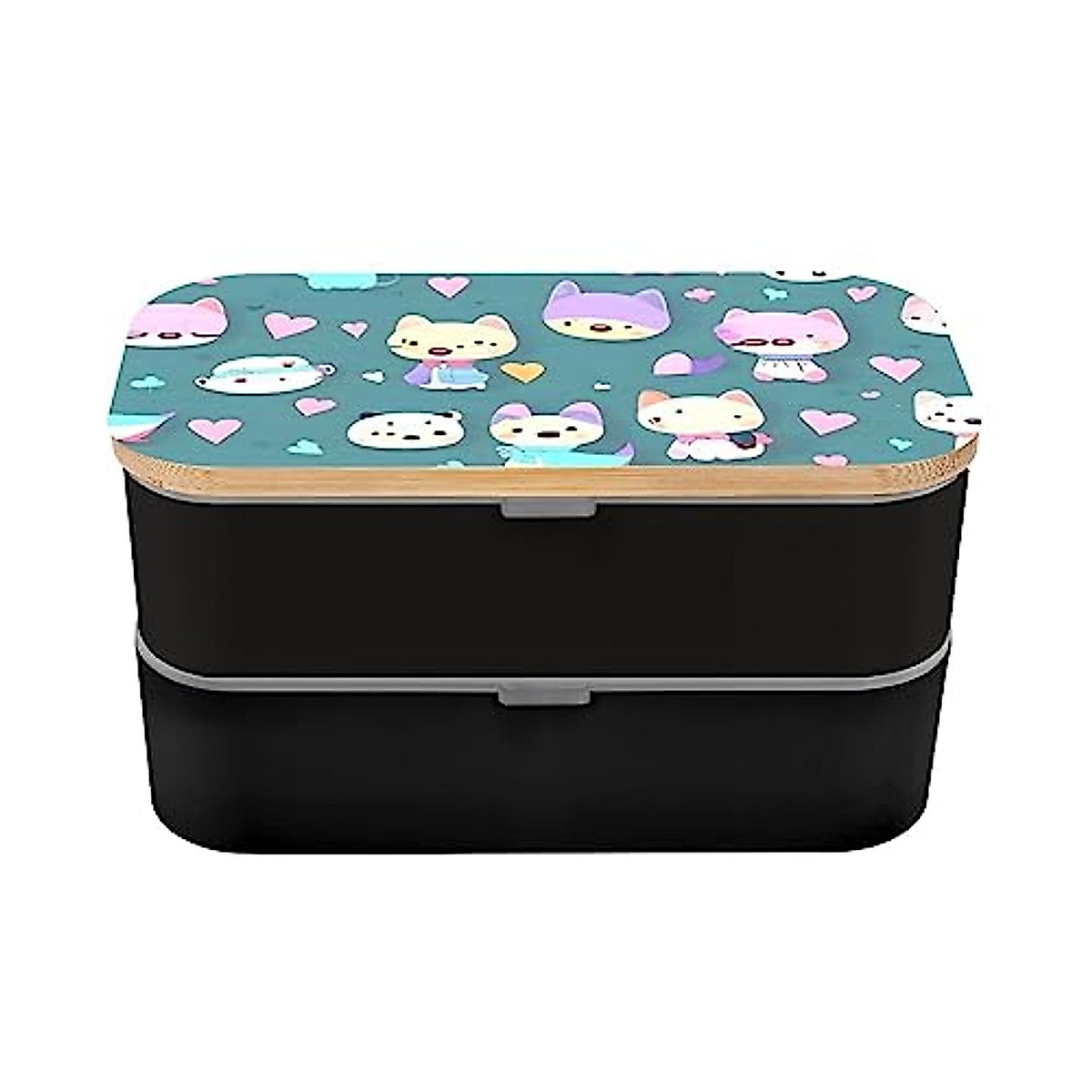 Cute Little Fox Adult Lunch Box, Bento Box, With Cutlery Set Of 3, 2 Compartments, Rectangular, Lunch Box For Adults