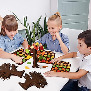 WATINC 16Pcs Fall Thankful Trees Craft Kits for Kids, Autumn Maple Oak Leaves Make Your Own DIY Thanksgiving Trees Decoration Thankful Craft Kit Supplies Home School Fun Activities for Kids