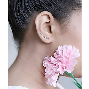 Dazzlingrock Collection 0.05 Carat (ctw) 10K Round White Diamond Ladies Crawler Curved Climber Earrings 1/20 CT, White Gold