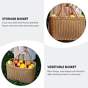 NOLITOY 1pc Woven Basket Market Personalized Easter Basket Boho Style Basket Handbag Woven Storage Basket Handmade Wicker Planter Plant Kits for Kids Wine With Cover Toiletries Boy Plastic