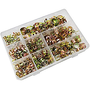 8 Size Spring Band Type Action Fuel/Silicone Vacuum Hose Pipe Clamp Low Pressure Air Clip Clamp Assortment Kit -160Pcs(10 x 7mm 8mm 10mm 11mm 12mm 14mm 16mm 17mm) Yellow