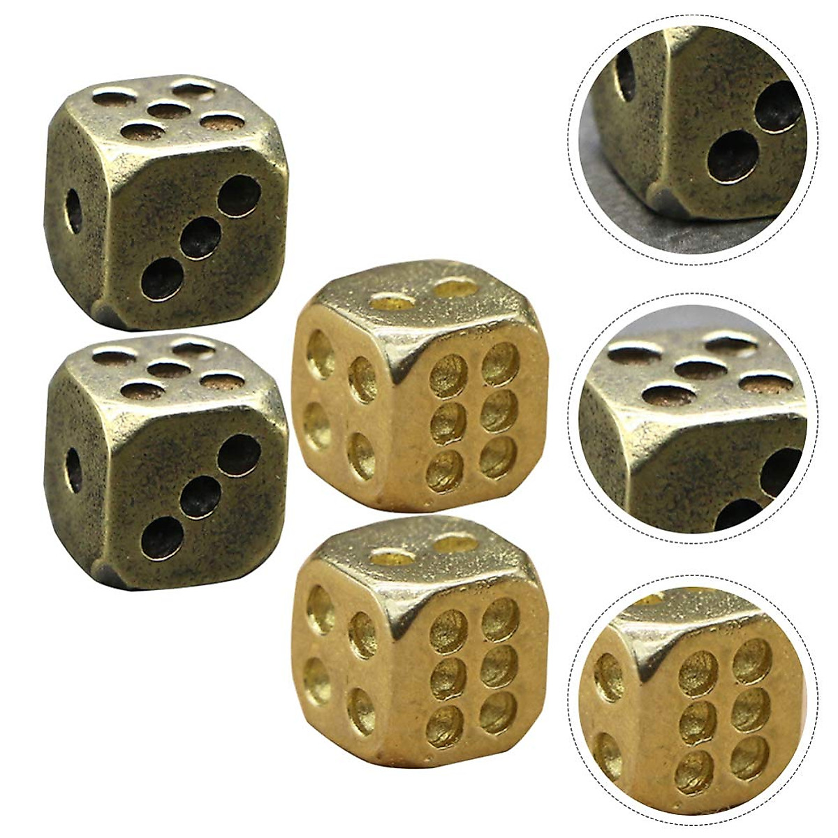 4pcs Ancient Brass Dice Solid Metal RPG Role Playing Game Dice Learning Dice Party Supplies