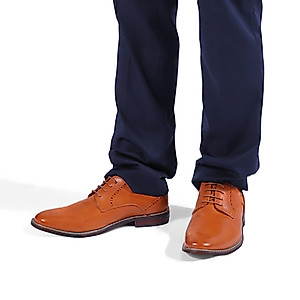 Mofri Men's Oxford Dress Shoes Wingtip Lace Up Dress Shoes(Brown Pu,10)