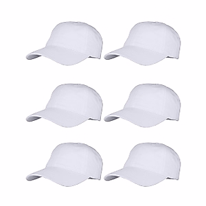Gelante Cotton Twill Washed Unstructure Baseball Cap - Adjustable Blank Hat for Men Women - Wholesale Bulk Lot 6 Pack (White)