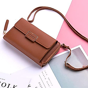 MODENCOOK Anti RFID Theft Large Capacity Crossbody Cell Phone Bag,Leather Wallet,Women Fashion Bag for 6.5 in Phone (Green)