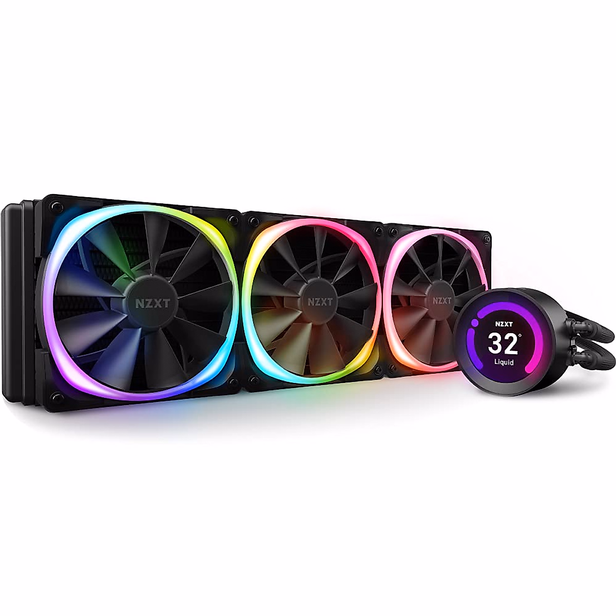 NZXT Kraken Z73 RGB 360mm - RL-KRZ73-R1 - AIO RGB CPU Liquid Cooler - Customizable LCD Display - Improved Pump - Powered by CAM V4 - RGB Connector - Aer RGB 2 120mm Radiator Fans (3 Included) Black