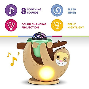 Project Nursery Sleepy Sloth Sound Soothing Crib Projector – 8 Soothing Sounds, Multicolor Ceiling Projection, Sleep Timer, Nightlight, Attaches to Crib, Portable - for Babies, Toddlers and Kids