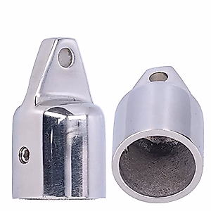 Universal Top Cap External Eye End Accessories 316 Stainless Steel Bimini for 1in OD Round Tube (Pack of 2) for Top Caps Tube Canopy Hardware Eye End Cap Top Cap Fitting Boat Slide Cap Top Eye End Sta