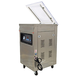 TECHTONGDA Vacuum Seal Machine Package Tool Stainless Steel Single Chamber for Meat Fruit Vegetable with Wheels Sealing Length 16inch