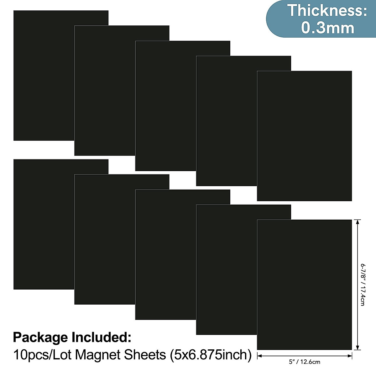 Briartw 10 Sheets 6.9x5" 0.3mm Thick Single Sided Magnetic Sheets Flexible Rubber Sheets for Metal Dies Storage and Organize Scrapbooking Tool Craft Supplies Rubber Magnetic Sheets Set