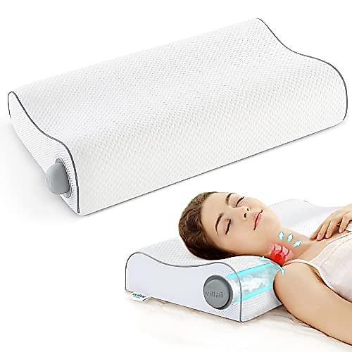 willai Cervical Pillow for Neck Pain,Adjustable Neck Support Pillow with Inflatable Tube,Contour Orthopedic Neck Pillows for Sleeping,Best Firm Memory Foam Pillow for Side Back Sleepers.