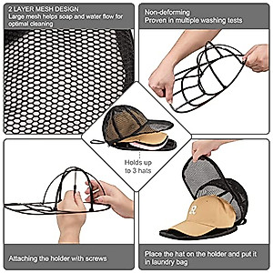 MAGTSMEI Hat Cleaner, Baseball Caps Hat Washer for Washing Machine, Foldable Washing Hat Cage Protector Holder for Flat & Curved Hats, Hat Rack/Organizer for Dishwasher, 2 Pack Black