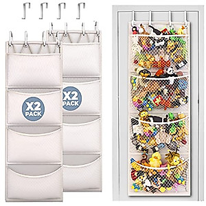 Honeyera 2 Pack - Storage for Stuffed Animal - Over Door Organizer for Stuffies, Baby Accessories, Toy Plush Storage/Easy Installation with Breathable Hanging Storage Pockets Big Girls Toddler